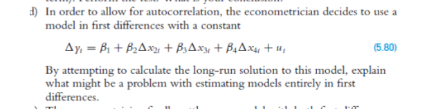 Solved d) ﻿In order to allow for autocorrelation, the | Chegg.com
