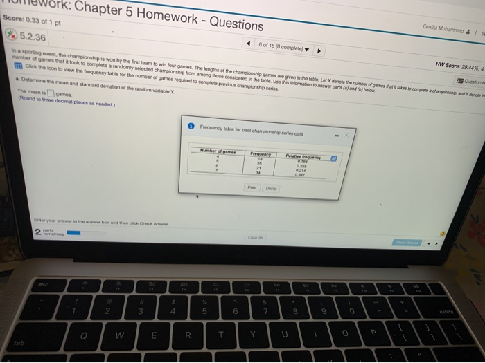 Solved Chapter 5 Homework - Questions Coni Mohamed & Score: | Chegg.com Solved Chapter 5 Homework - Questions Coni Mohamed & Score: | Chegg.com