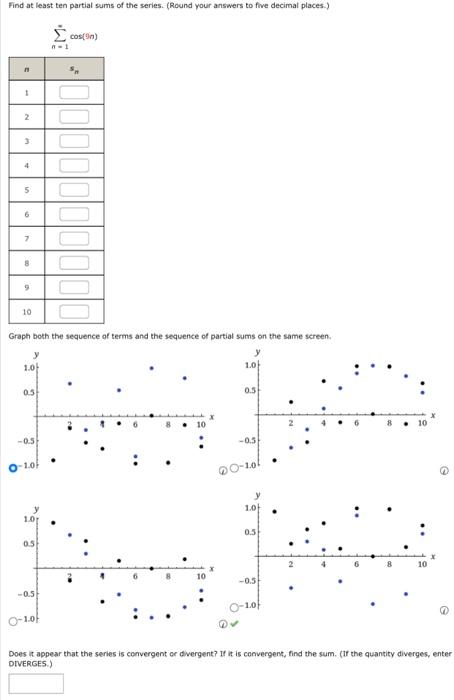 Solved y′′cos(9n) Graph both the sequence of terms and the | Chegg.com