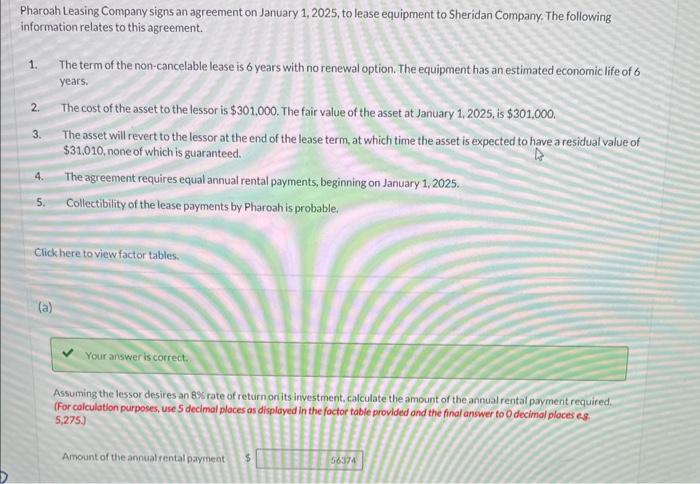 Solved Pharoah Leasing Company signs an agreement on January | Chegg.com