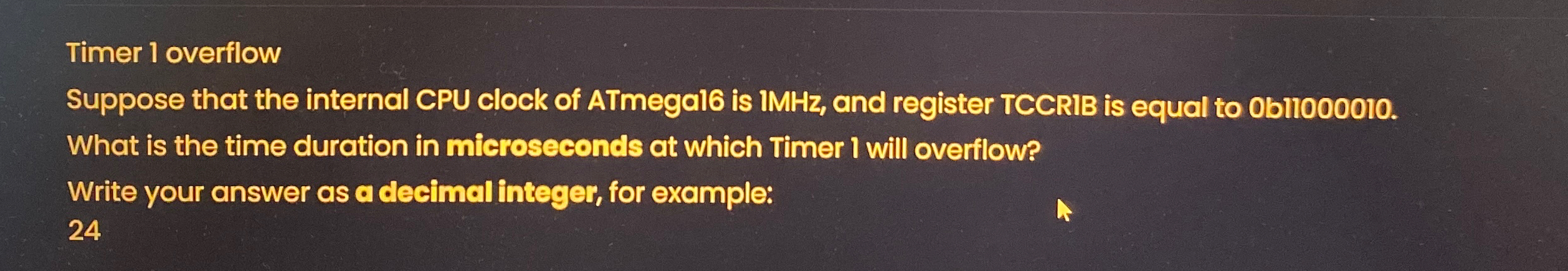 Solved Timer 1 ﻿overflowSuppose that the internal CPU clock | Chegg.com