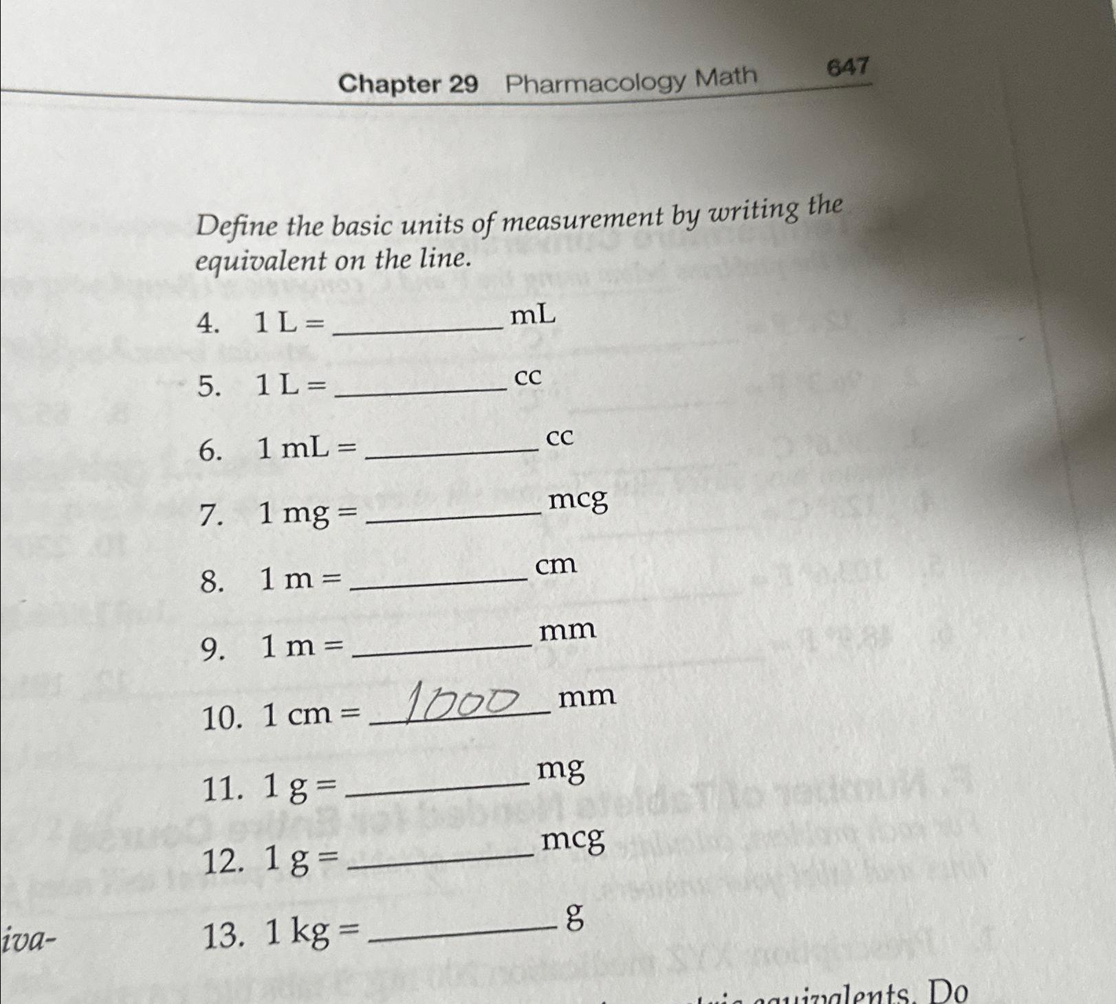 Solved Chapter 29 ﻿Pharmacology Math647Define the basic | Chegg.com