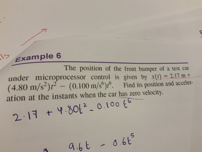 Solved 15 Example 6 The position of the front bumper of a | Chegg.com