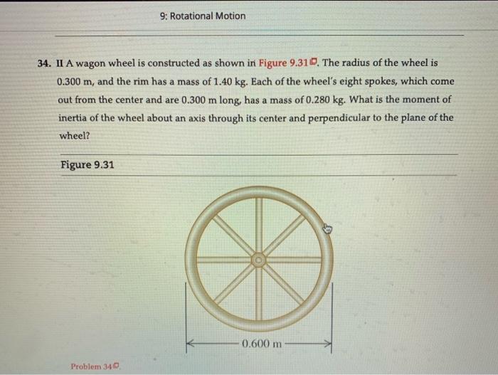 Solved 9: Rotational Motion 34. II A wagon wheel is | Chegg.com