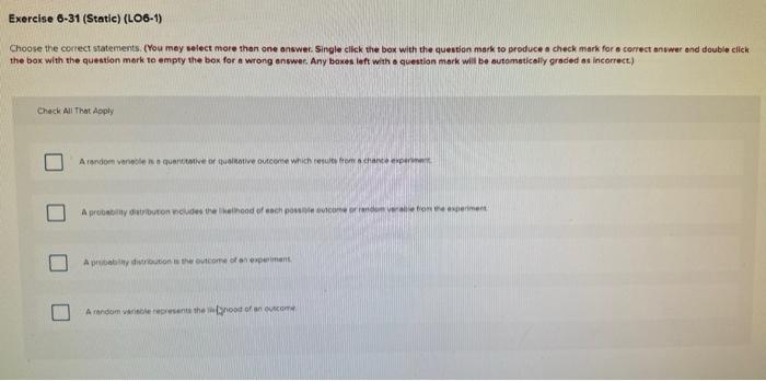 Solved Exercise 6-31 (Static) (LO6-1) Choose the correct | Chegg.com