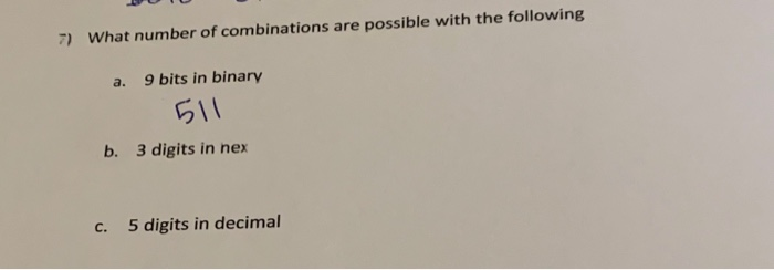 Solved 7) What number of combinations are possible with the | Chegg.com