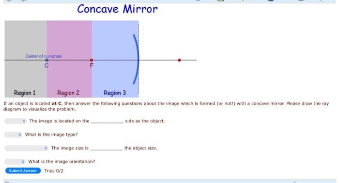 Solved Concave Mirror If an object is located at C, then | Chegg.com