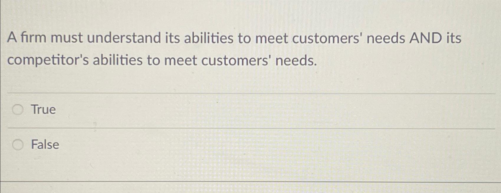 Solved A firm must understand its abilities to meet | Chegg.com
