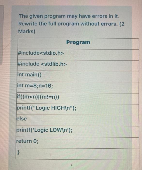 Solved The given program may have errors in it. Rewrite the | Chegg.com