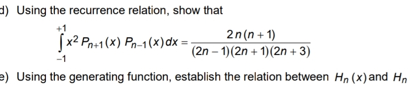 Solved d) ﻿Using the recurrence relation, show | Chegg.com