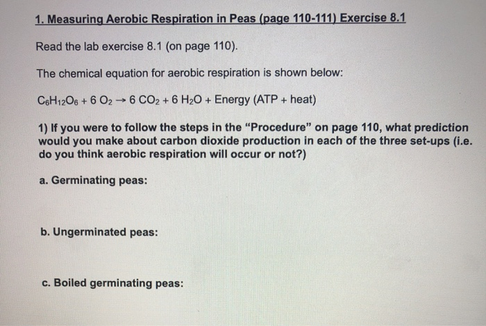 Solved 1. Measuring Aerobic Respiration in Peas (page | Chegg.com