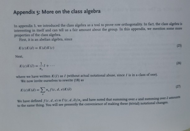 Appendix 3: Frobenius algebra, group algebra, and | Chegg.com