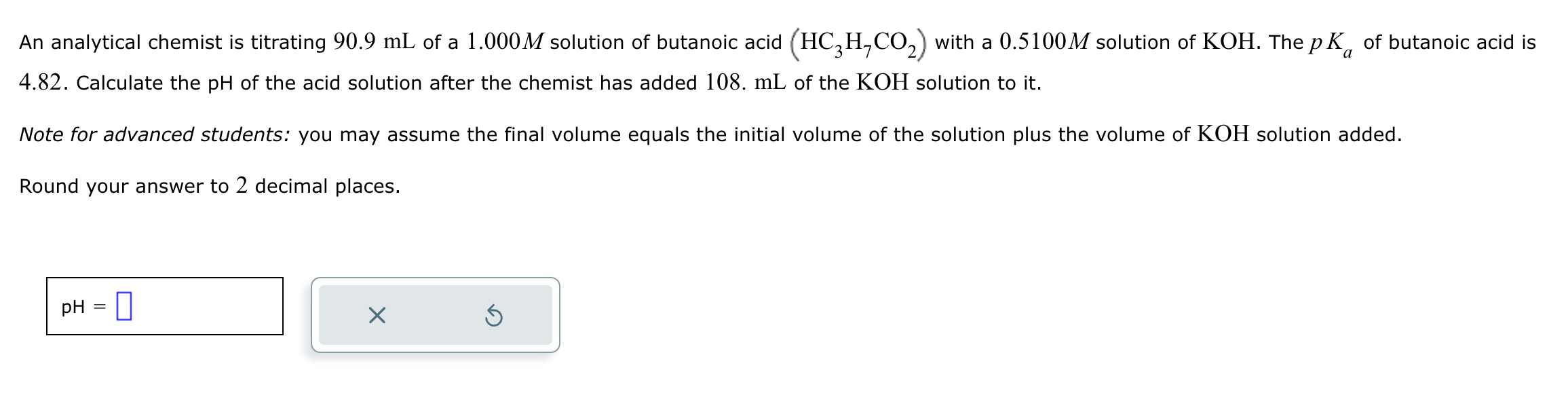 Solved An analytical chemist is titrating 90.9mL ﻿of a | Chegg.com