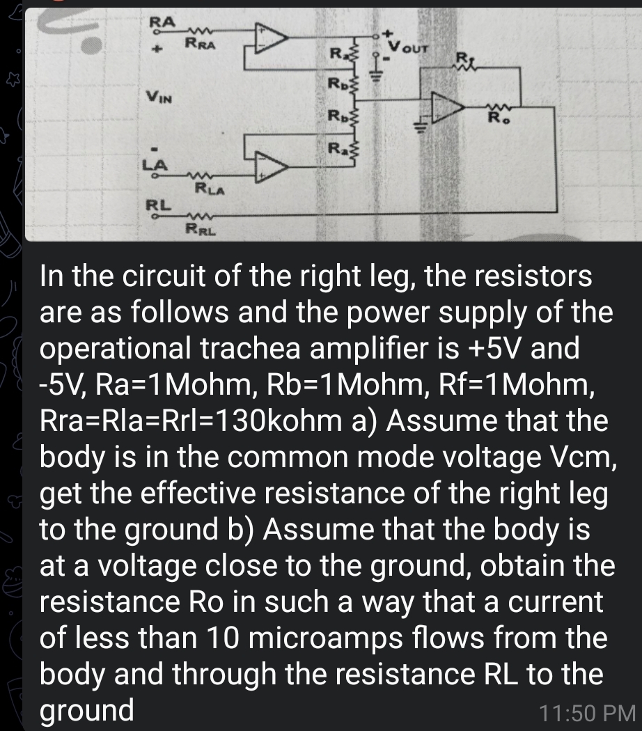Solved In the circuit of the right leg, the resistors are as | Chegg.com