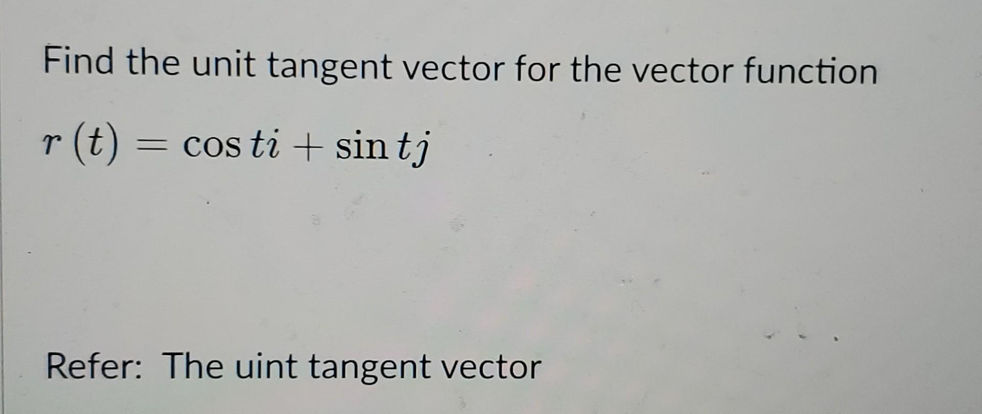 Solved Find the unit tangent vector for the vector function | Chegg.com