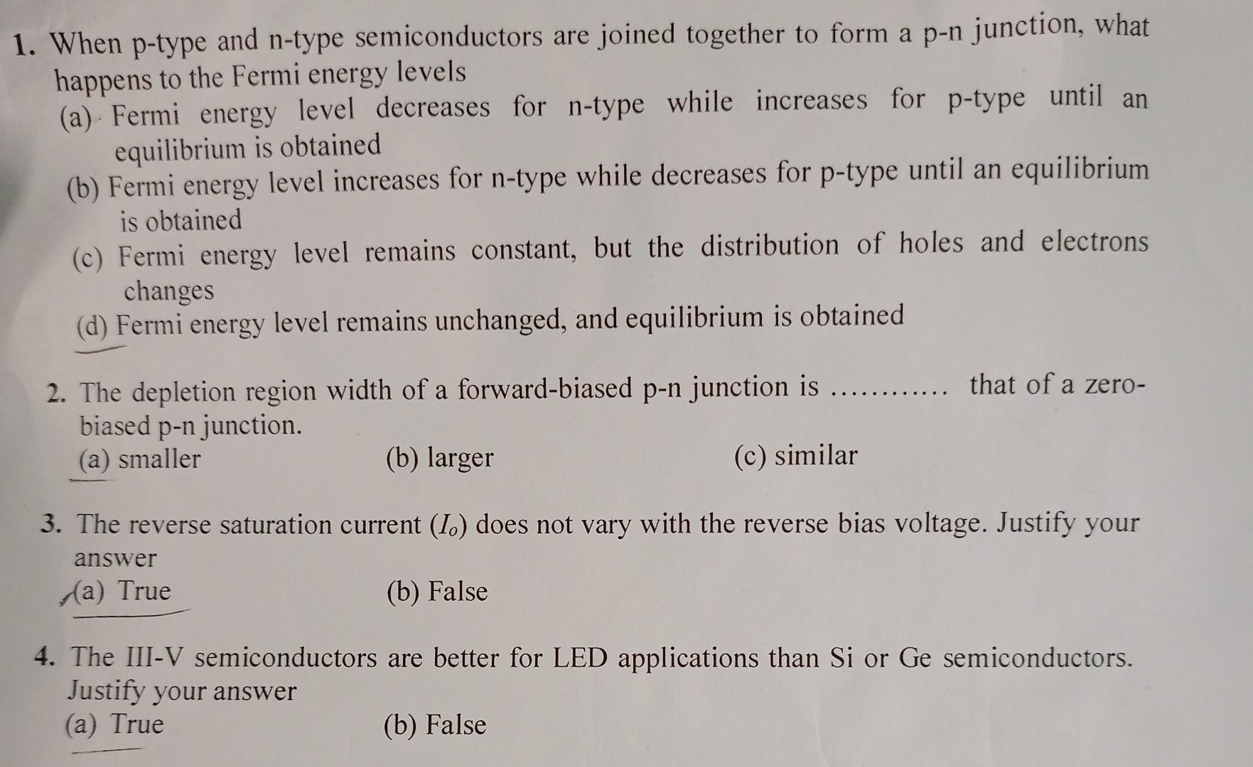 Solved 1. When p-type and n-type semiconductors are joined | Chegg.com