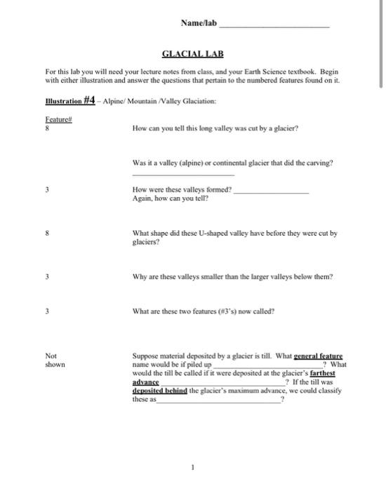 Solved Name/lab GLACIAL LAB For this lab you will need your | Chegg.com