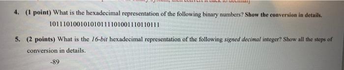 Solved 4. (1 point) What is the hexadecimal representation | Chegg.com
