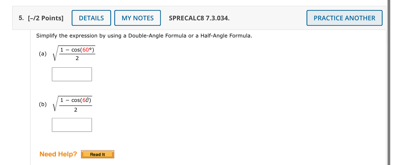 Solved [-/2 ﻿Points]SPRECALC8 7.3.034.Simplify the | Chegg.com