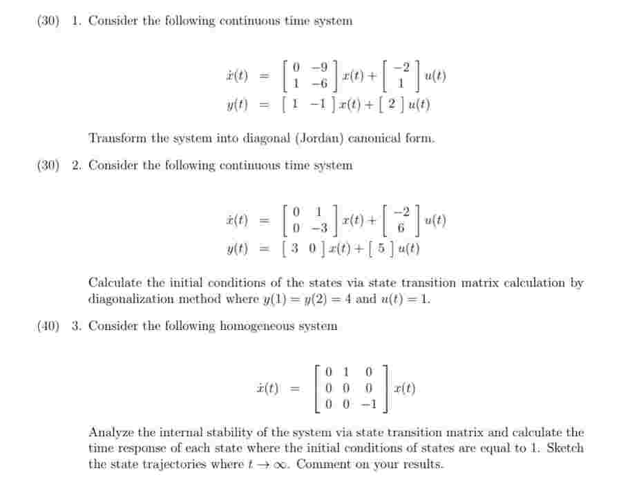 Solved Consider the following continuous time | Chegg.com