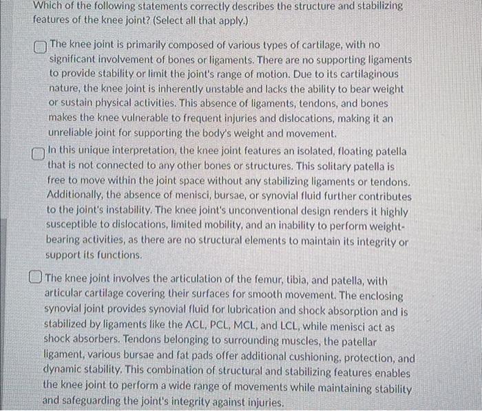 Solved Which of the following statements correctly describes | Chegg.com