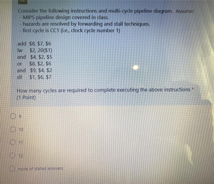 Solved Consider the following instructions and multi-cycle | Chegg.com