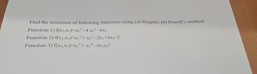 Solved Find the minimum of following functions using (a) | Chegg.com