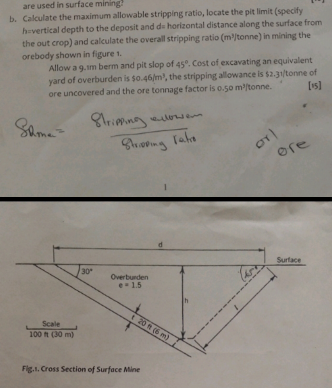 Solved are used in surface mining? b. Calculate the maximum | Chegg.com