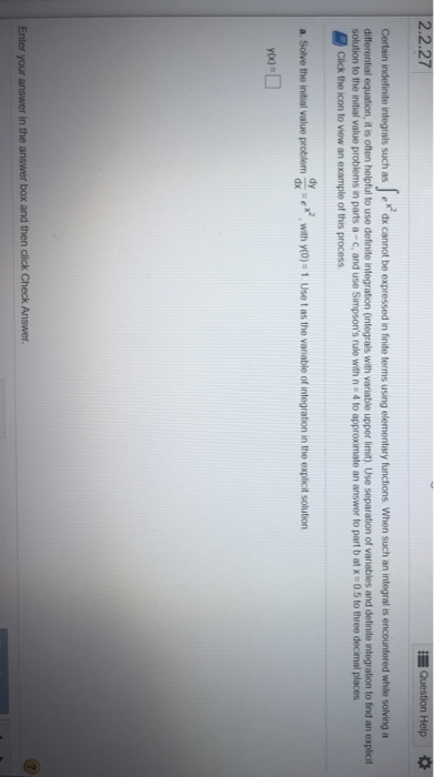 Solved 2.2.27 Question Help Certain indefinite integrals | Chegg.com