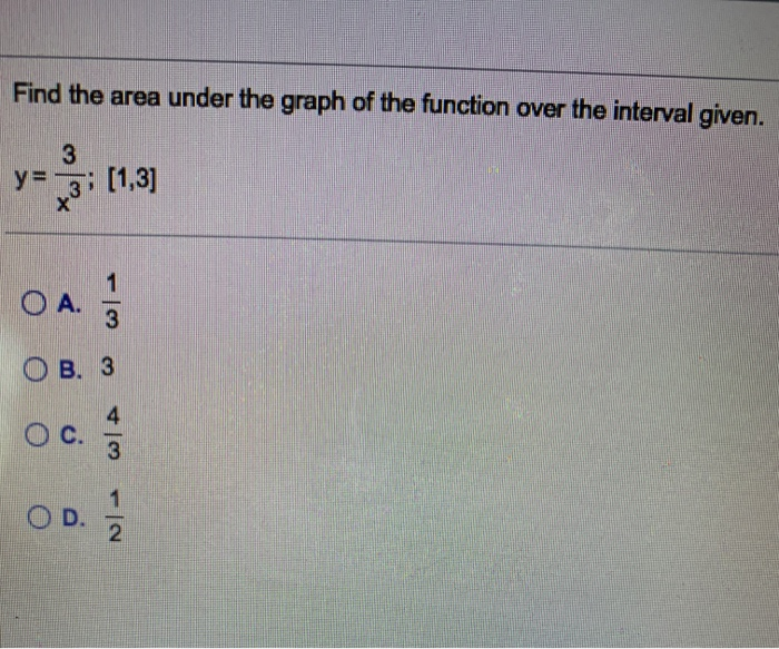Solved find the area under the graph of the function over | Chegg.com