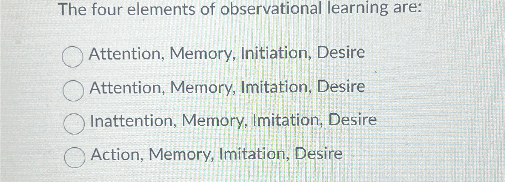 Solved The four elements of observational learning | Chegg.com