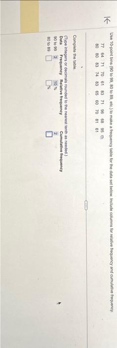 Solved Use 10-point bins ( 90 to 99,80 to 89, etc.) to make | Chegg.com