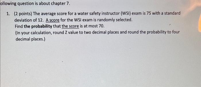 Solved owing question is about chapter 7. 1. (2 points) The | Chegg.com