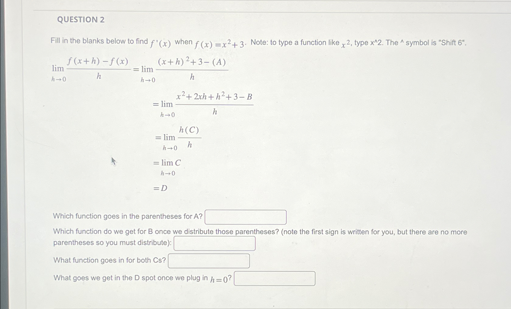 Solved QUESTION 2Fill in the blanks below to find f'(x) | Chegg.com