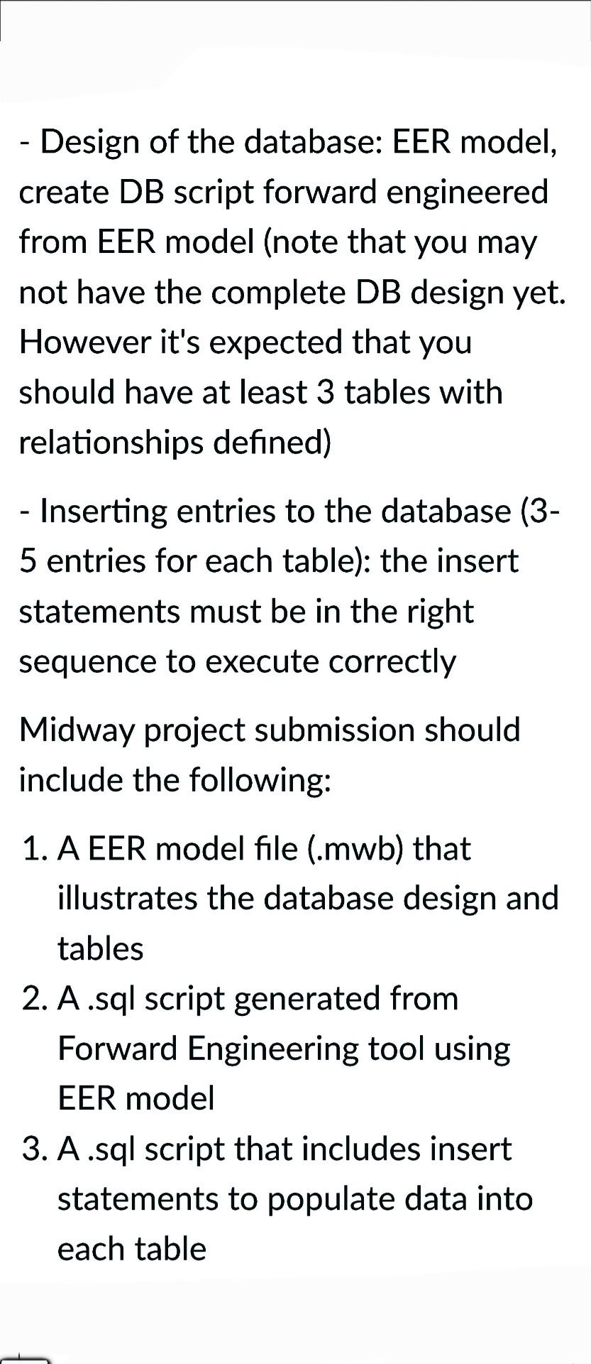 Solved Design Of The Database Eer Model Create Db Script