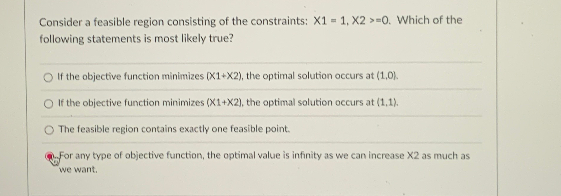 Solved Consider a feasible region consisting of the | Chegg.com