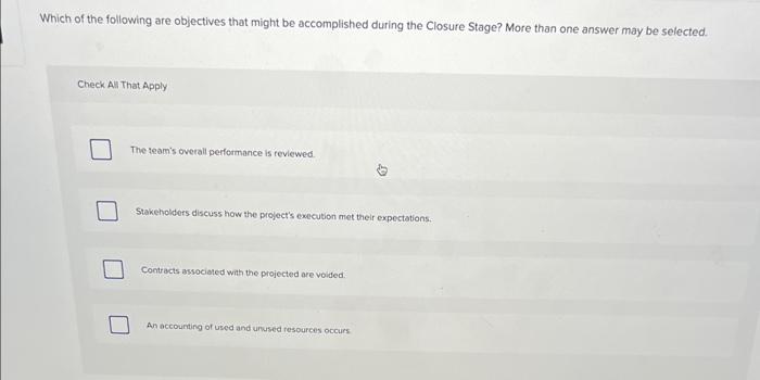 Solved Which of the following are objectives that might be | Chegg.com