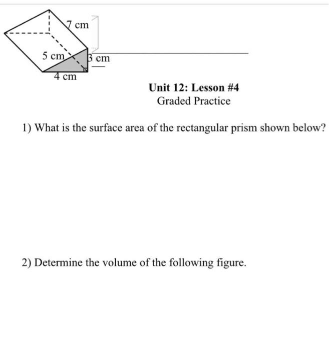 Solved 1) What is the surface area of the rectangular prism | Chegg.com