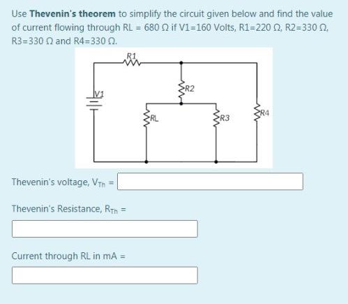 Solved Use Thevenin's theorem to simplify the circuit given | Chegg.com