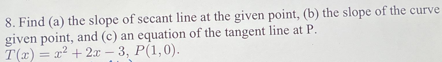 Solved Find (a) ﻿the slope of secant line at the given | Chegg.com
