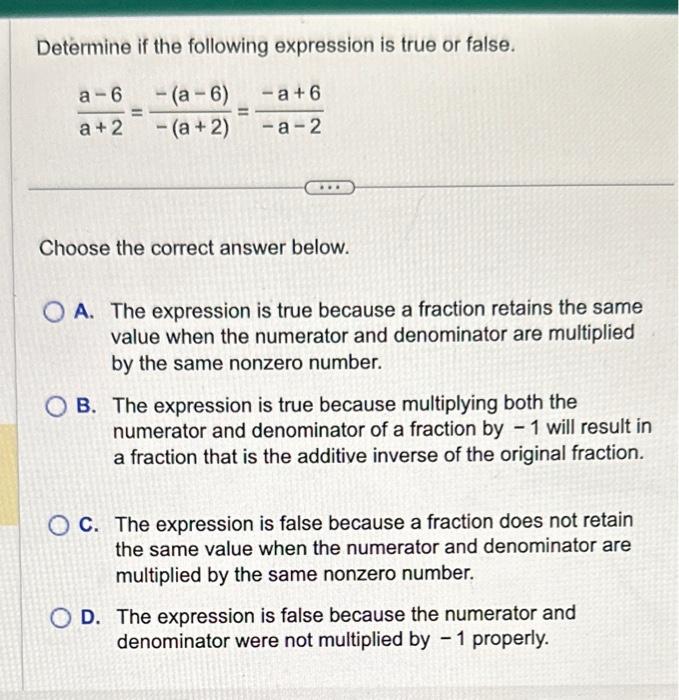 Solved Determine if the following expression is true or | Chegg.com