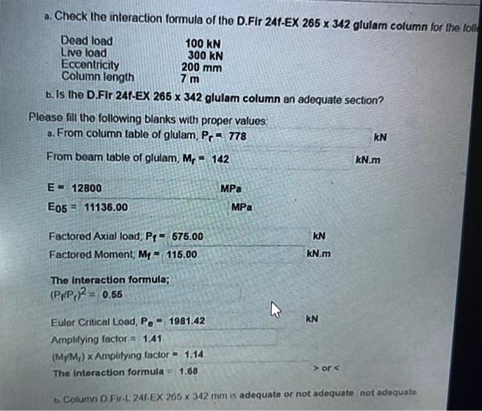 Solved a. Check the interaction formula of the D.Fir 24f-EX | Chegg.com