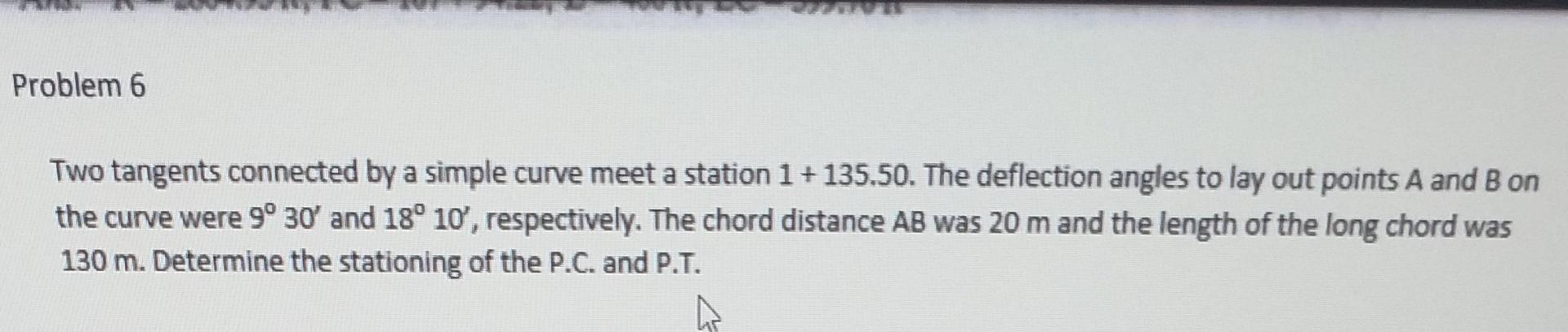 Solved Problem 6 Two tangents connected by a simple curve | Chegg.com