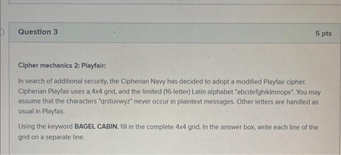 Solved Cipher mechanics 2: Playfair: In search of additional | Chegg.com