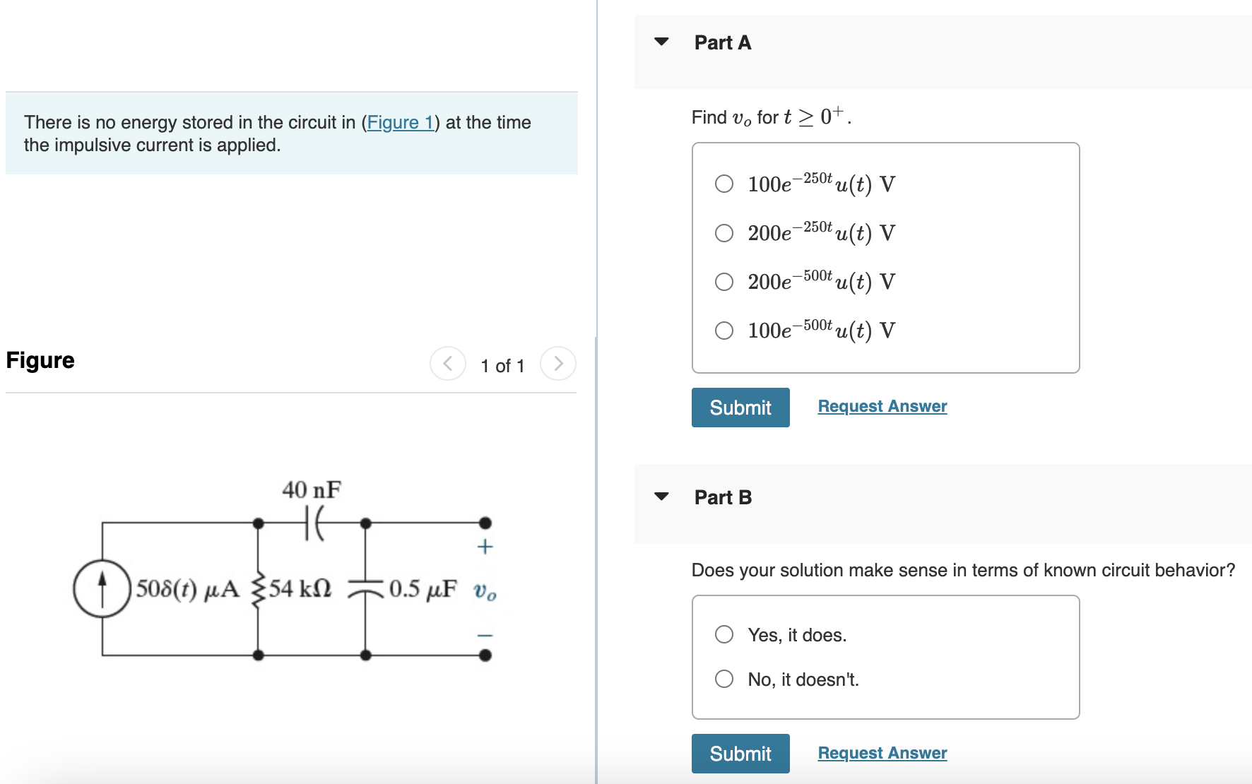Solved There is no ﻿energy stored in ﻿the circuit | Chegg.com