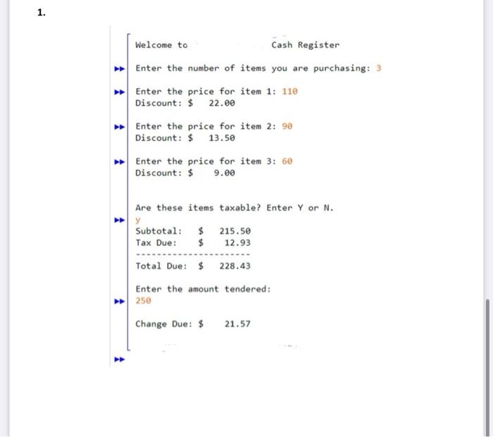 Solved Write a java program that creates a simple cash | Chegg.com