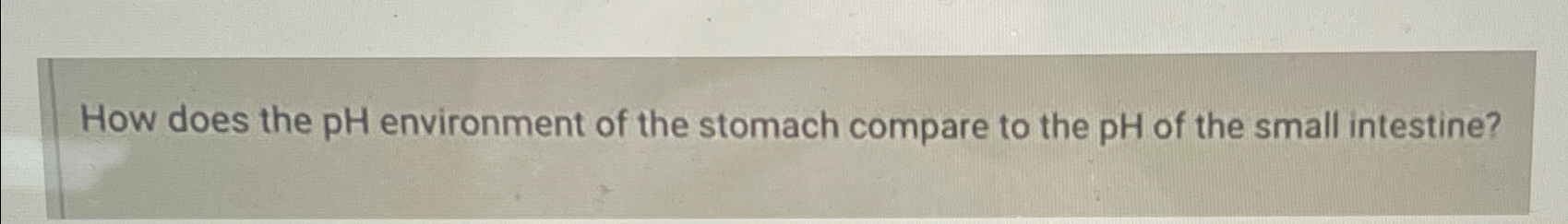 Solved How does the pH ﻿environment of the stomach compare | Chegg.com