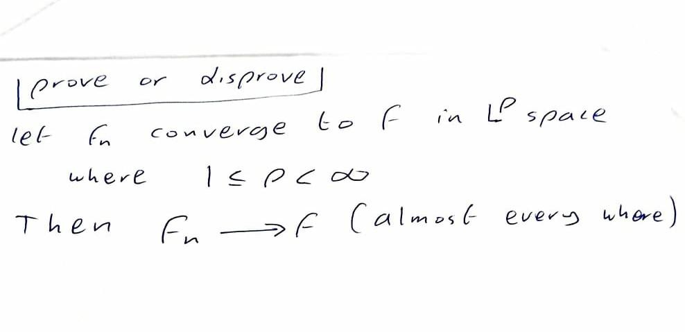 Solved Or I Prove Let Fn Disprove To F In Lp Space Converge 