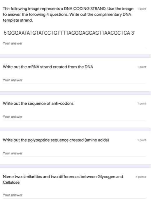 Solved The following image represents a DNA CODING STRAND. | Chegg.com