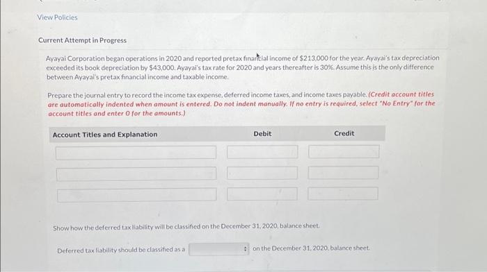 Solved View Policies Current Attempt in Progress Ayayai | Chegg.com